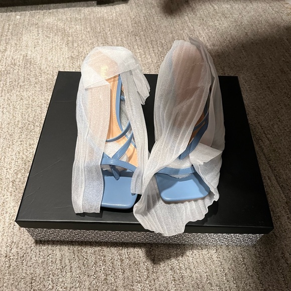 SHEIN | Shoes | Stiletto Blue High Heel Thong Sandals | Poshmark